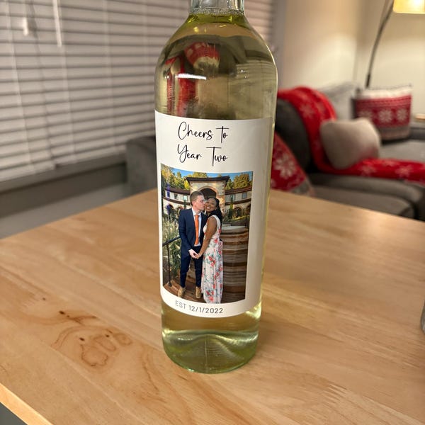 PRINTED Photo Wine Bottle Label, Personalized Wine Label, Custom Wedding Wine Label, Wine Gift ...