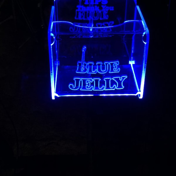 LED Glowing Tip Box - Microphone Design for Singers or Karaoke- Tip Jar ...
