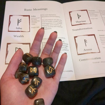 Rune Stones Gift Set Includes 21 Page Guide Book and Free Satin Lined ...