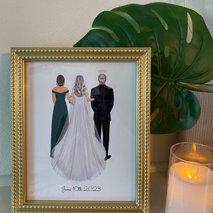 Personalized Bride and Parents Portrait Art DIGITAL Mother & - Etsy