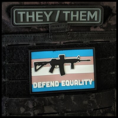 AR-15 Defend Equality Trans Pride Flag and Rifle PVC Patch With Hook ...