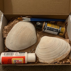 Blue Decoupage Clam Shell Kit, DIY Shell Kit, Party Favor, Crafting ...