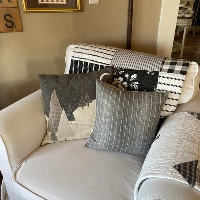 RAINEY Gray & White Striped Pillow Cover Neutral Pillow Gray and White ...