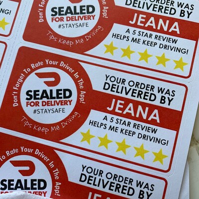 Personalized Doordash Themed Delivery 4x2 Sealed for Delivery Delivery ...