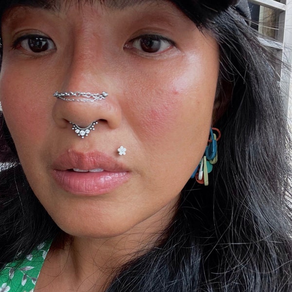2 Style Chain Nose Chain, Double Nose Chain, Nose Piercing Chain, Nose ...