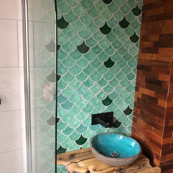 RL Green Fish Scales Ceramic Tiles - 175pcs - 1m2 = 10,76 Sq.ft - Etsy