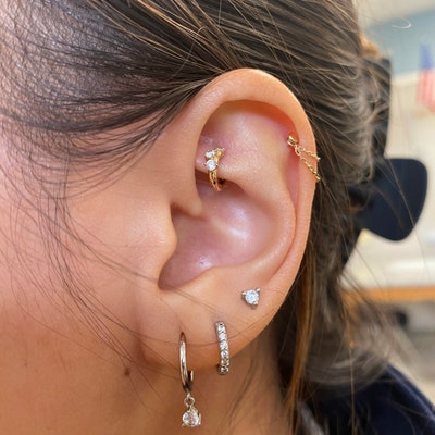 14k Gold 20G Cartilage Hoop,nose Hoop,helix Hoop,rook Hoop,tragus Hoop ...