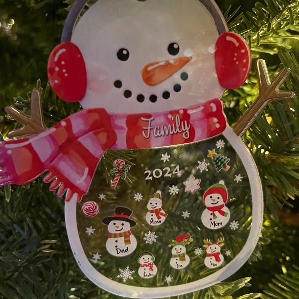 Personalized Snowman Family Ornament: 4D Shake Keepsake, Custom 2025 ...