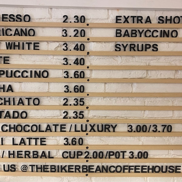 Cafe Menu Display With Letters and Rails, Coffee Bar Menu Sign, Wall ...