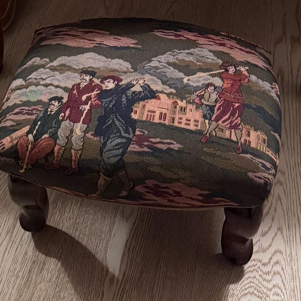 Pictorial Tapestry Queen Anne Footstool - Etsy