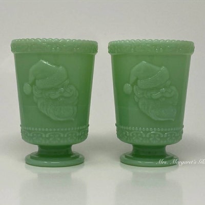 Set of Two. Mosser Glass Jadeite Santa Claus Christmas Tumblers. - Etsy