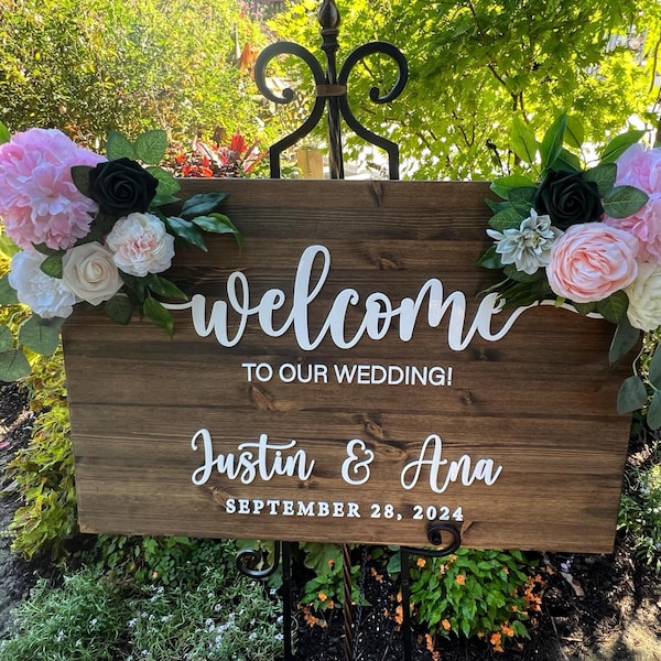 Wedding Welcome Sign - Personalized Wedding Welcome Sign - Wood 3D Sign ...