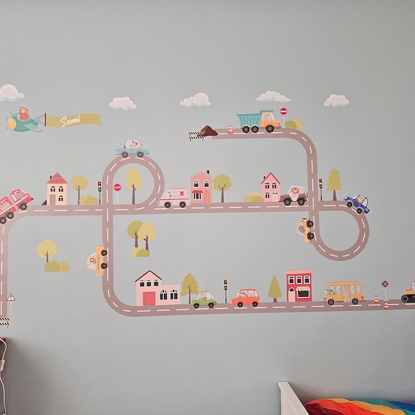 Kids Transport Wall Decal | Nursery Cars Roads House Wall Sticker ...