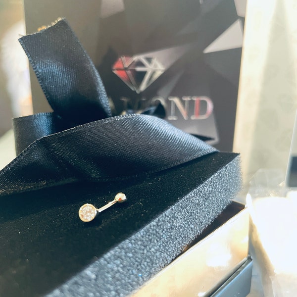 Solitaire Diamond Hoop Clicker Earrings in 14K Solid Gold,16g Cartilage ...