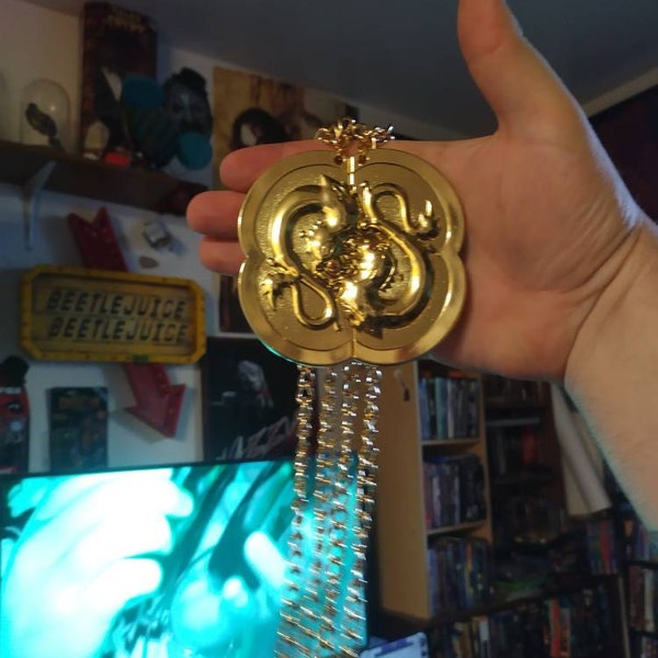 Double Dragon Gold Medallion Cosplay Prop Metal Necklace - Etsy