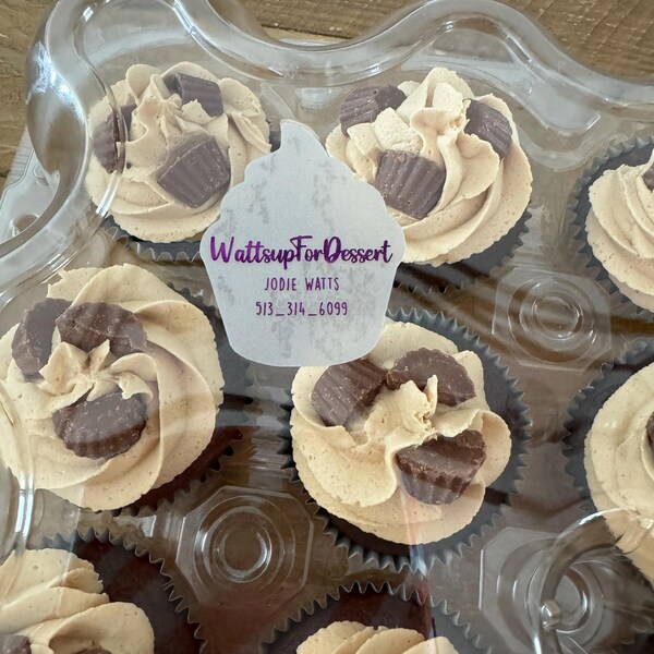 Custom Cupcake Stickers, 25 Foil Cupcake Shaped Labels, Small Business ...