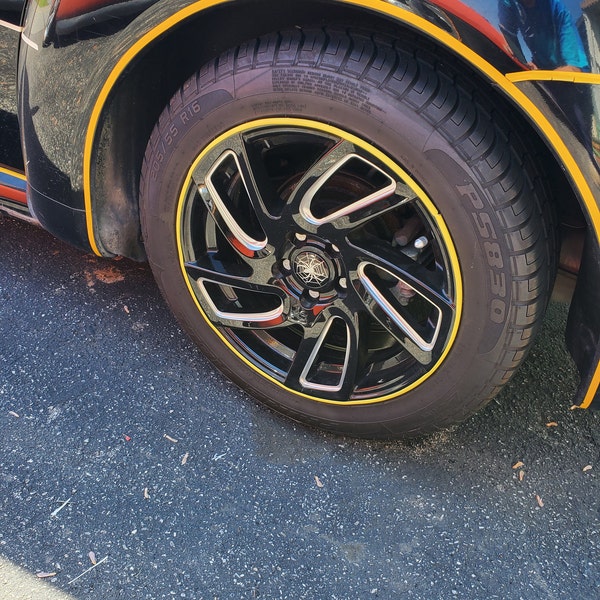 26FT Yellow Car Wheel Hub Rim Edge Protector Ring Tire Guard Sticker ...