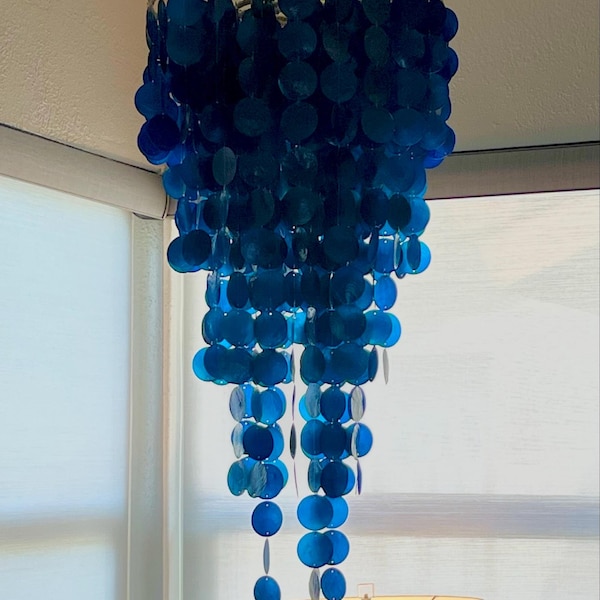 Custom Capiz Shell Chandelier, Lamp Shade, Lighting Pendant, Boho ...