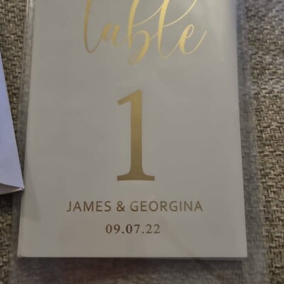 Wedding Table Numbers . Gold Foil. Table Numbers Cards Size A6 ...
