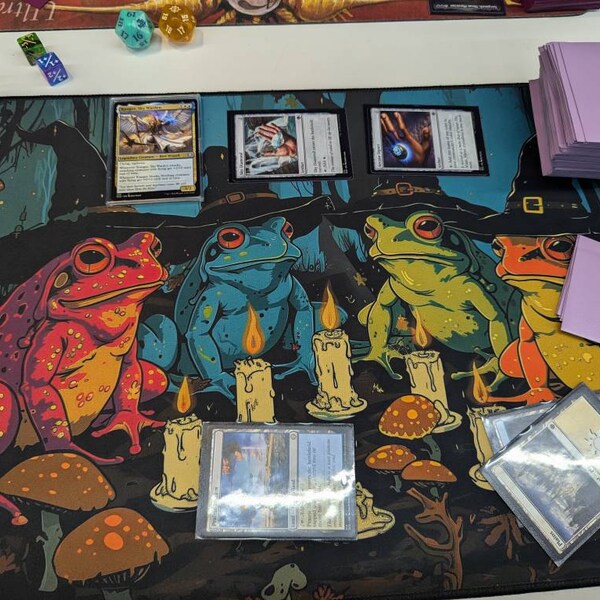 Green Frog Deskmat, Frog Deskmat, Frogs Swimming Office Decor, Home ...