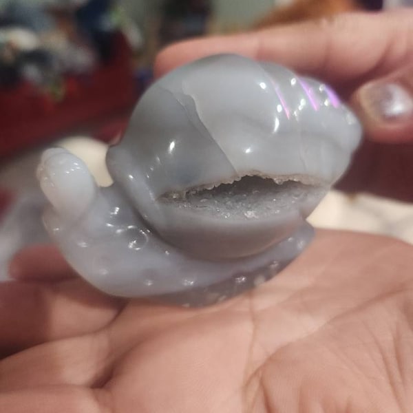 Large Raw Gemstone Carved Crystal Animals Figurines Gray Agate Geode ...