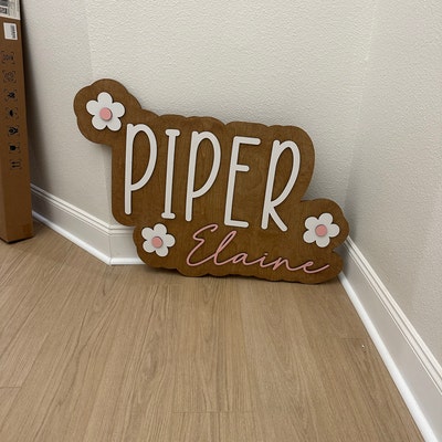 Flower Name Sign, Large Wood Name Sign, Nursery Name Sign, Flower ...