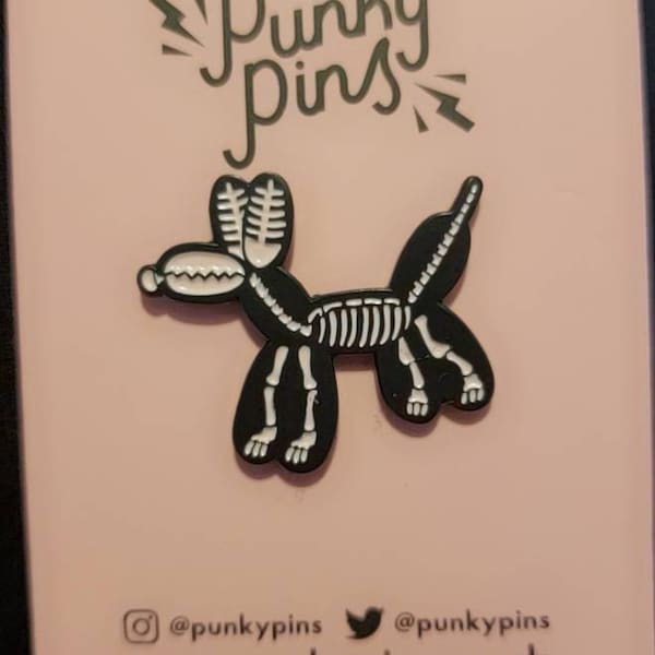 Balloon Animal Skeleton Enamel Pin // Occult/ Halloween/bones Lapel Pin ...