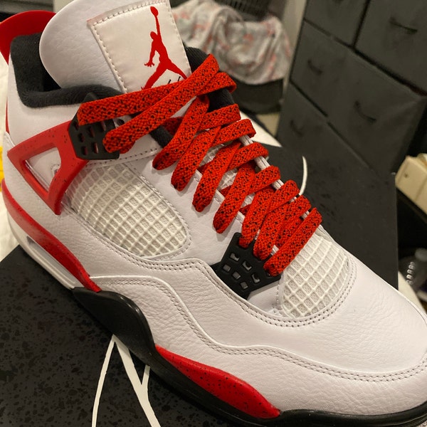 Jordan 4 Red Cement Shoelaces Thunder Fire Red Speckle Print Laces - Etsy