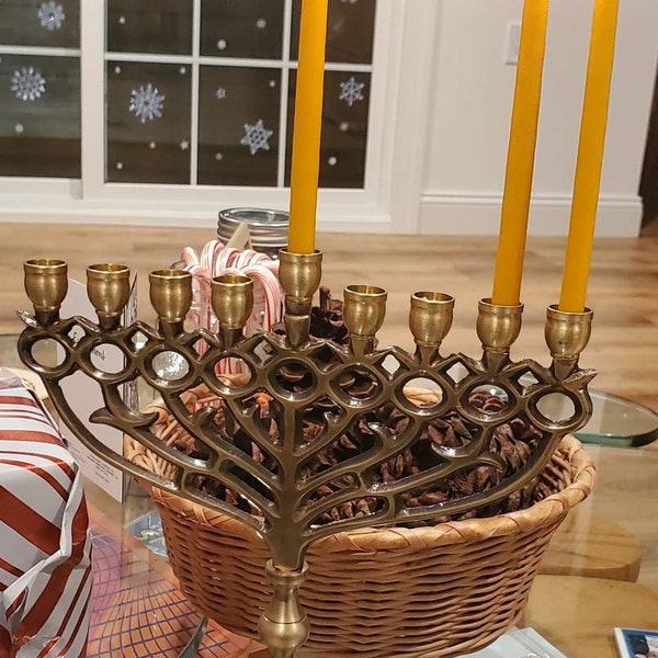 Hanukkah Menorah Pomegranate Design 9 Branch Branches Brass Chanukah ...