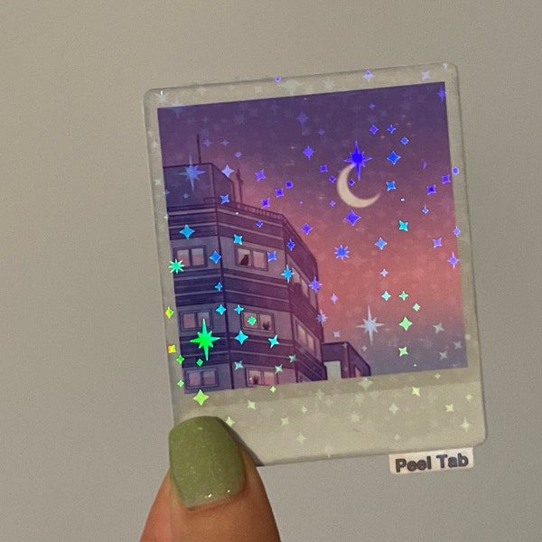 Holographic Aesthetic Sticker: Lofi Sky Polaroid Stickers for Planners ...