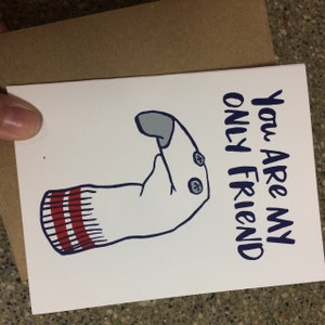 You Are My Only Friend Sock Puppet Greeting Card - Etsy