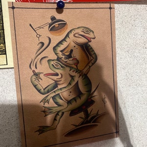 Tattooing Frogs American Traditional Tattoo Flash Print - Etsy