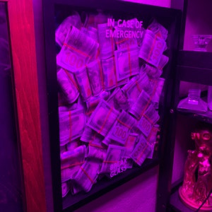 Emergency Box Special Gift. Dollars in a Black Wooden Frame. Money in a ...