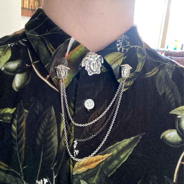 Handmade Gold/silver Shirt Button Cover Chain Brooch, Button Pin, Shirt ...