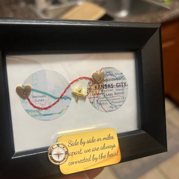 Long Distance Gift, Two Maps in One, Custom Map Gift, Maps in Frame ...