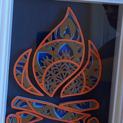 3D Flames SVG DXF 4 Layer Camping Svg 3D Shadow Box Svg Layered Mandala ...