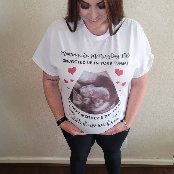 Personalized Ultrasound Mommy Snuggled T Shirt Gift for Mom to Be ...