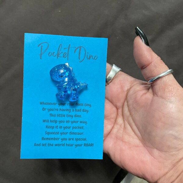 Pocket Dino, Pocket Hug, Pal, Worry Glitter Dinosaur Charm Gift, Child ...