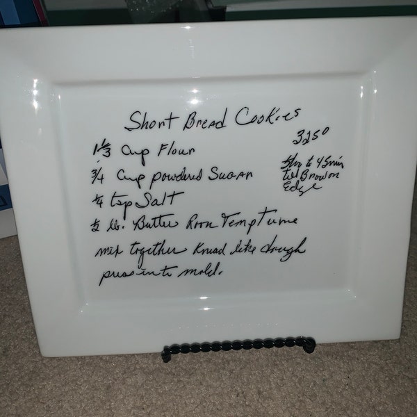 Personalized Recipe Plate, COMES WITH STAND, Handwritten Recipe ...