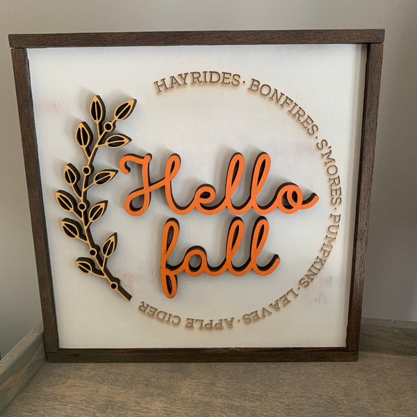Hello Fall Engraved 3D Sign Fall Decorations Fall Camper Sign Tier Tray ...