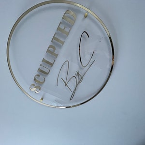 Personalized Transparent Acrylic Business Sign With Golden Lettering ...