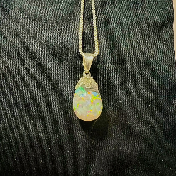 Australian Floating Opal Necklace Teardrop Vintage Style - Etsy