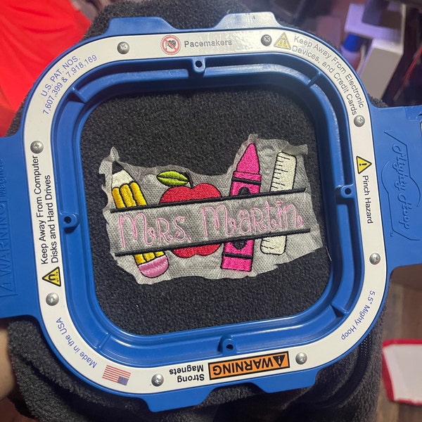 Teacher Name Frame Embroidery Design, Split Crayons Embroidery, Back to ...