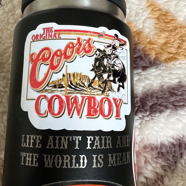 The Original Coors Cowboy Sticker, Rodeo Water Bottle Sticker, Vinyl ...