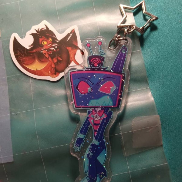 Hazbin Hotel Acrylic Keychains // the Vees - Vox, Valentino, Velvette ...