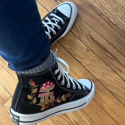 Blue Butterfly Floral Embroidery Converse Cottagecore Natural - Etsy