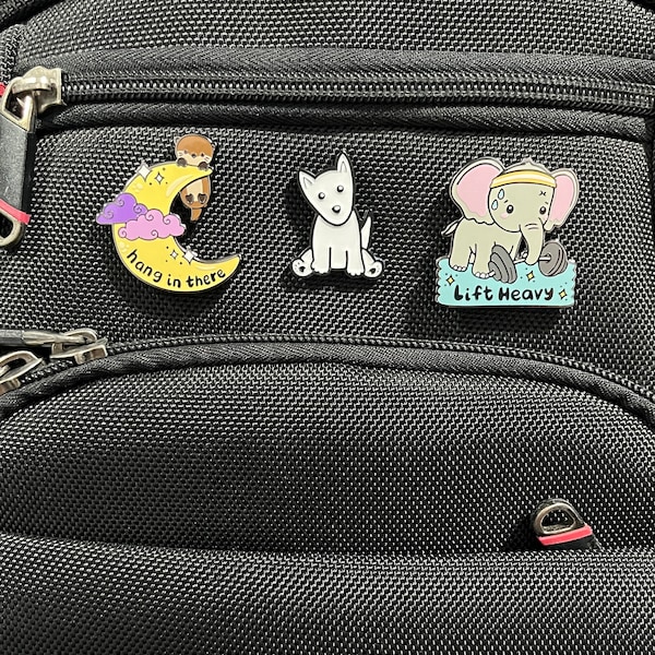 Mental Health Enamel Pin, Hang in There Moon Otter Enamel Pin, Kawaii ...