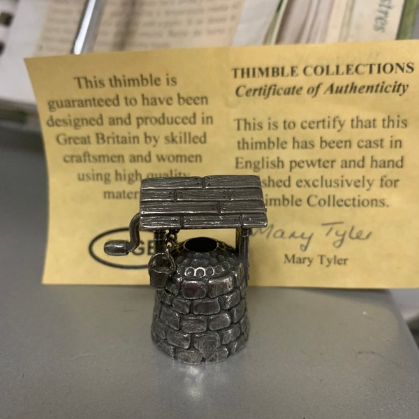 Wishing Well Thimble - Pewter Moving Collectible Thimble - Thimble ...