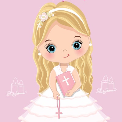 First Communion Clipart, Vector Religious, Cute Girl, Catholic, Church ...