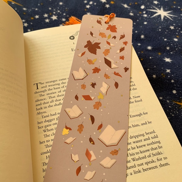 Autumn Leaves Bookmark | Gold Foil Bookmark | Autumn Page Marker | Book ...